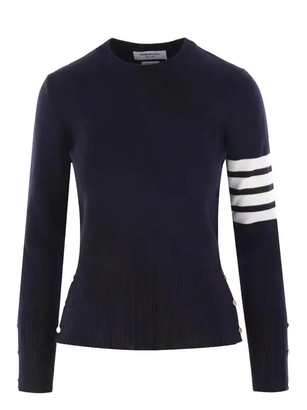 Thom Browne Milano Stitch Cotton Crepe 4-bar Pullover - Blue