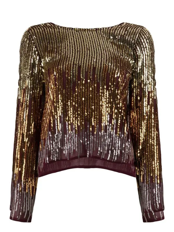 Rixo Bettina Ombré Sequinned Blouse - Gold