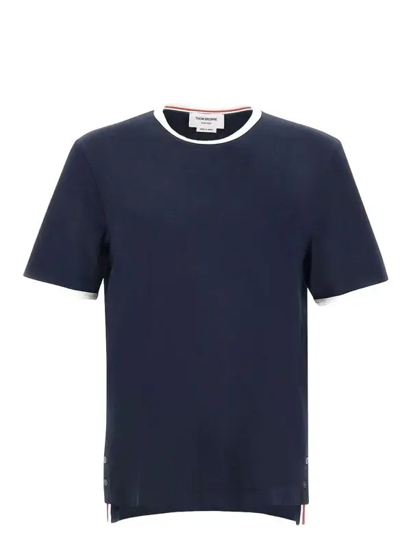 Thom Browne Contrasting-trim T-shirt - Blue