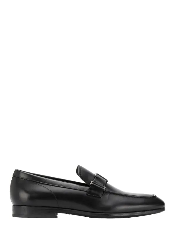 TOD'S T Logo Leather Loafers - Black