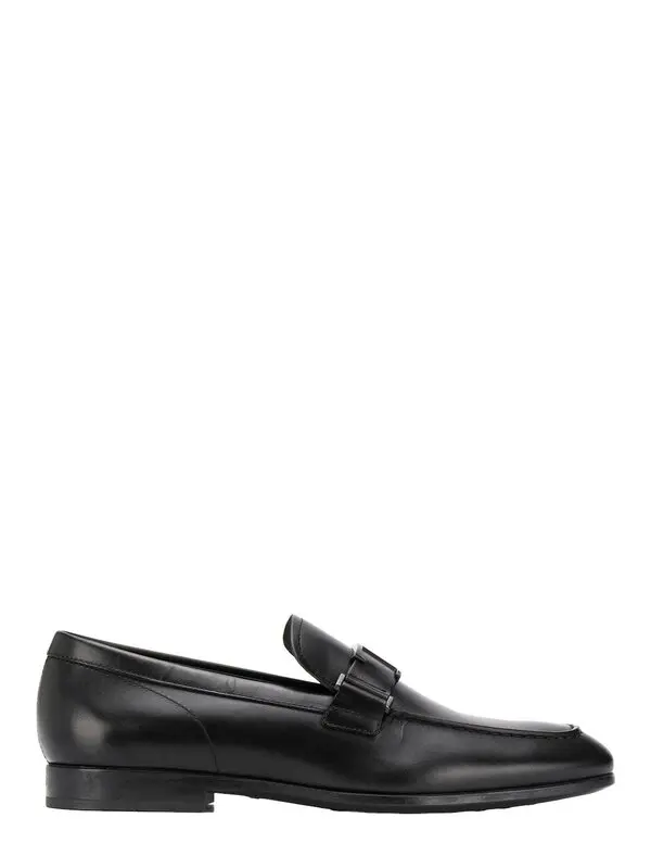 TOD'S T Logo Leather Loafers - Black