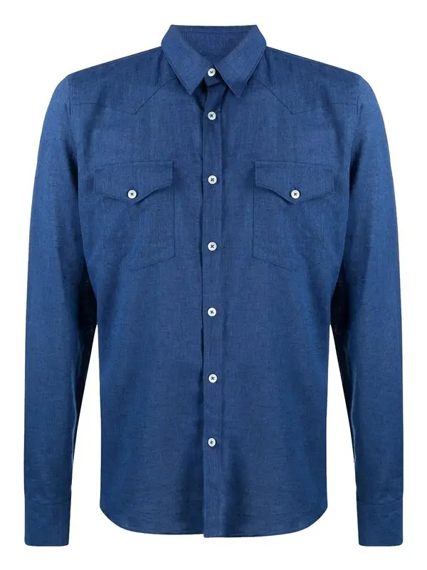 DELL'OGLIO Plain Denim Shirt - Blue