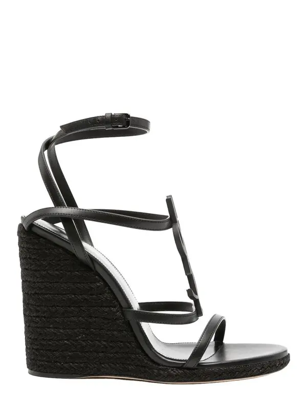 Saint Laurent Cassandra Wedge Sandals - Black