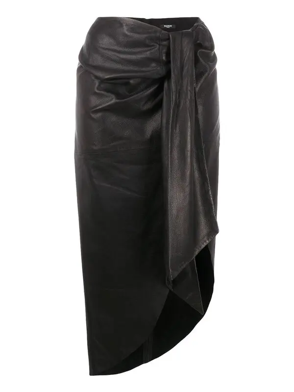 Balmain Lamb Skin Sarong Skirt - Black