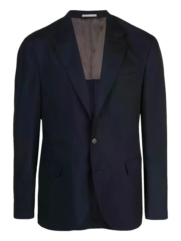 Brunello Cucinelli V-neck Suit Jacket - Blue