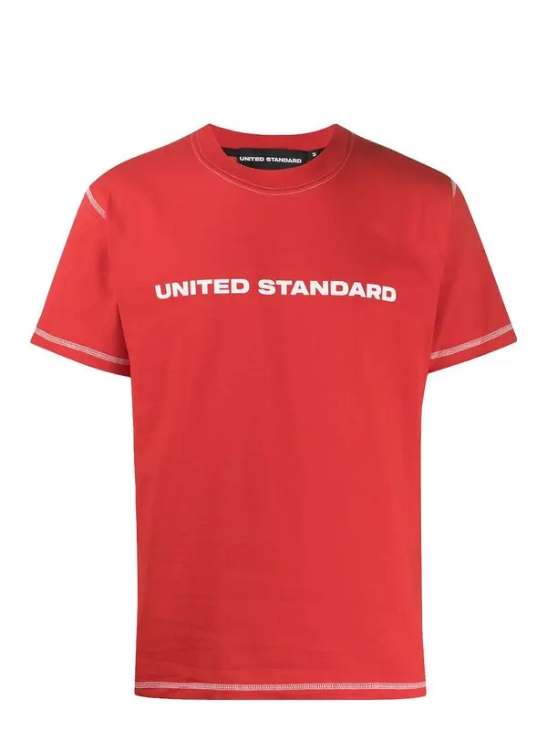 UNITED STANDARD Crew Neck Printed Logo T-shirt - Red