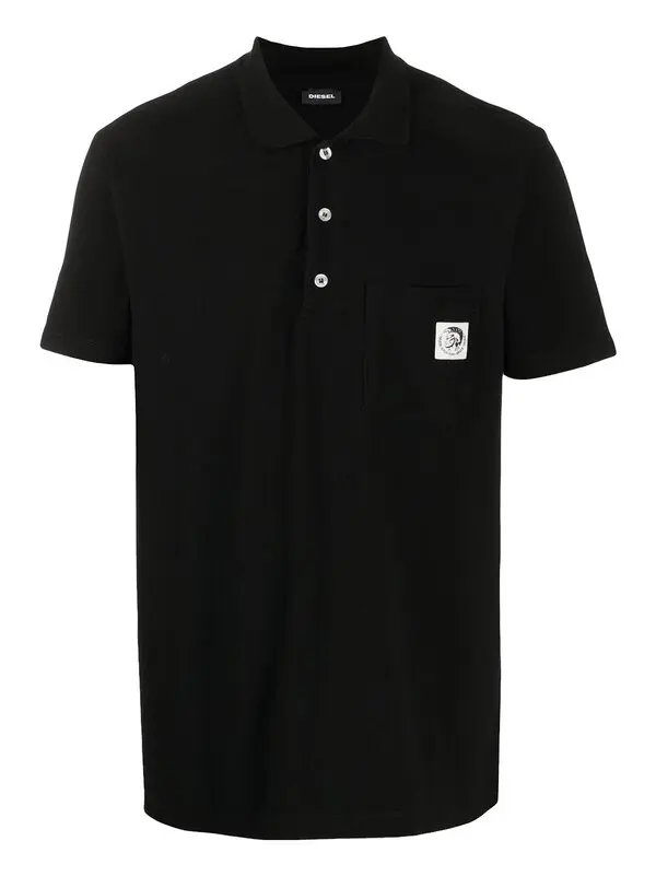 DIESEL® Mohawk Patch Polo Shirt - Black