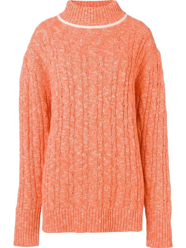 Cashmere In Love Cable Knit Sweater - Orange
