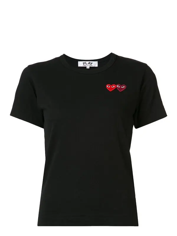 Play Comme Des Garcon Embroidered Heart T-shirt - Black