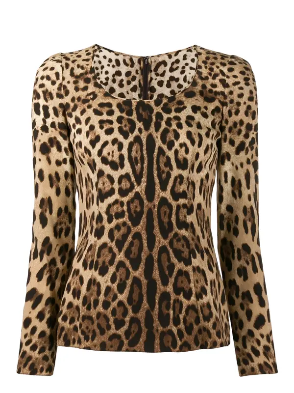 Dolce & Gabbana Leopard-print Long-sleeve T-shirt - Neutrals