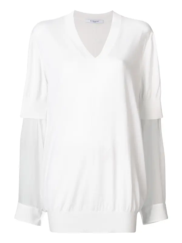 Givenchy Sheer Sleeve Knit Sweater - White