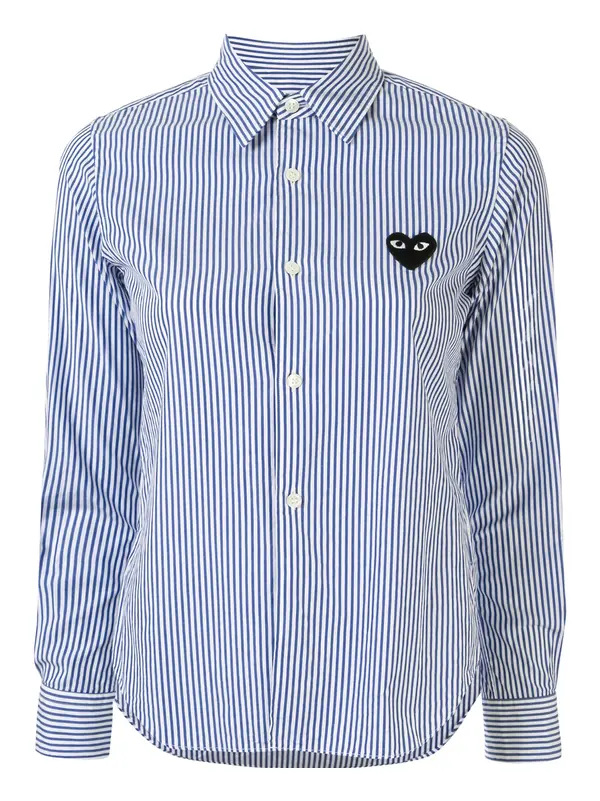 Play Comme Des Garcon Striped Branded Shirt - Blue
