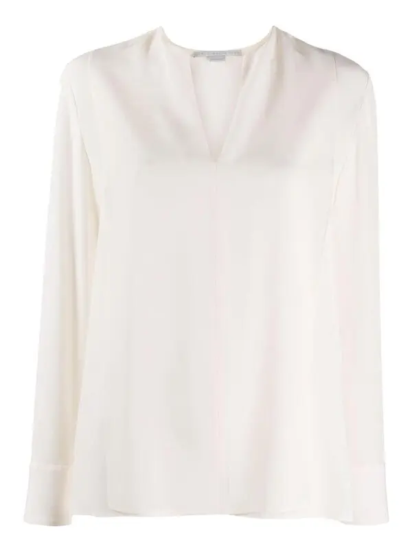 Stella McCartney Long-sleeve Split Neck Blouse - Neutrals