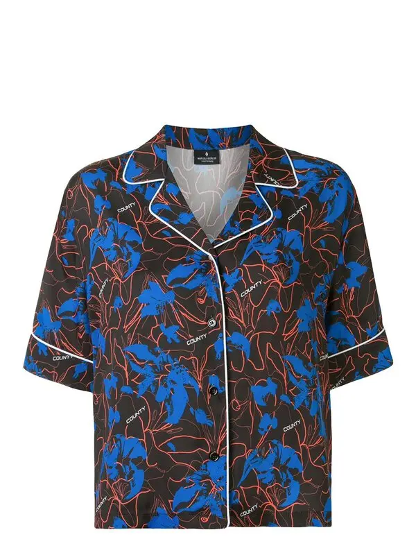 COUNTY OF MILAN Floral Print Shirt - Black