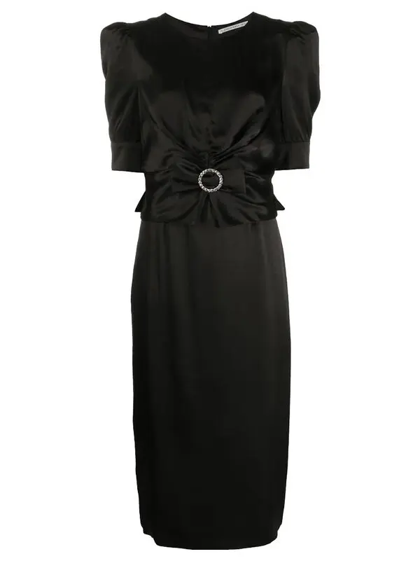 Alessandra Rich Embellished Bow Midi Dress - Black