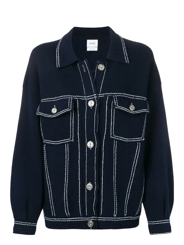 BARRIE Stitch-detail Jacket - Blue