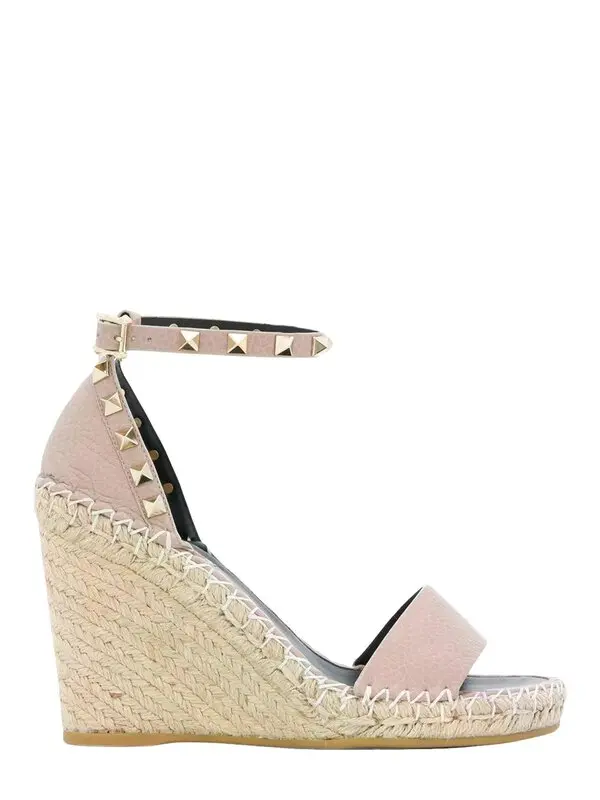 Valentino Garavani 105mm Double Rockstud Wedge Sandals - Neutrals