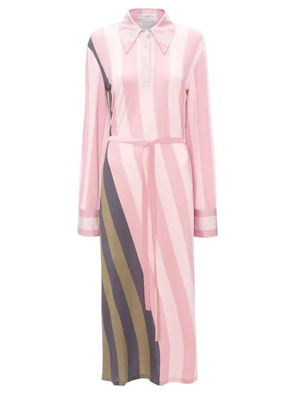 JW Anderson Warped Stripe Print Polo Dress - Pink