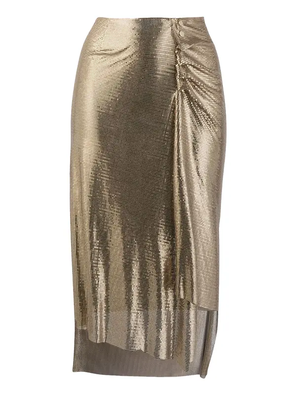 Rabanne Metallic Ruched Skirt - Gold