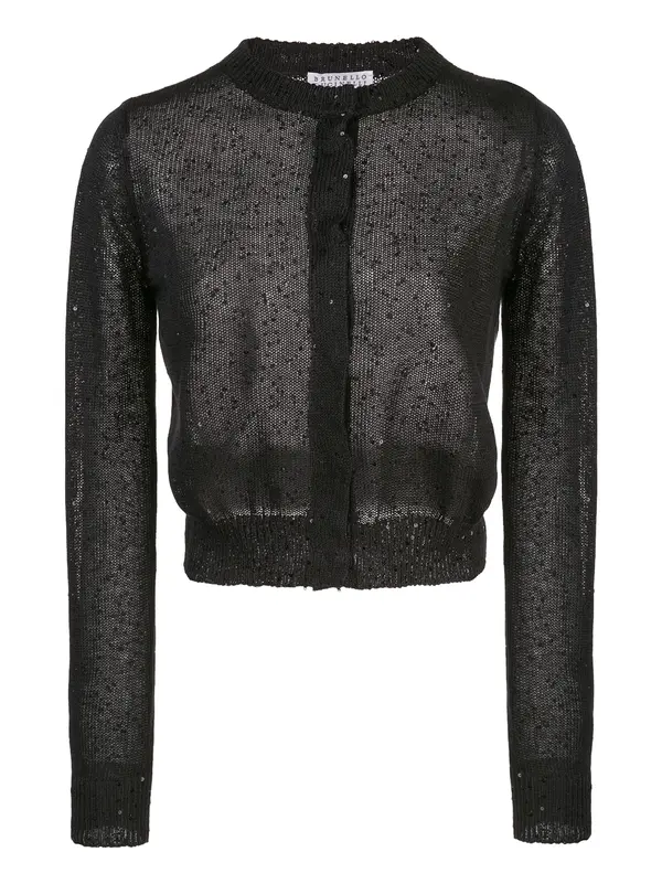 Brunello Cucinelli Sequin Embellished Cardigan - Black