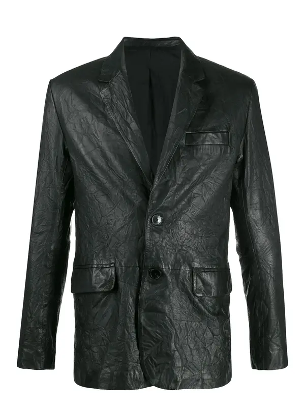 Zadig&Voltaire Crinkle Effect Leather Blazer - Black