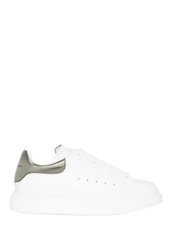 Alexander McQueen Oversized Metallic Leather Sneakers - White