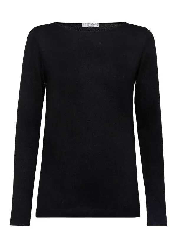 Brunello Cucinelli Cashmere-blend Boat-neck Jumper - Black