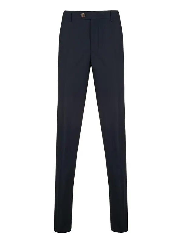 Brunello Cucinelli Navy Virgin Wool Tailored Trousers - Blue
