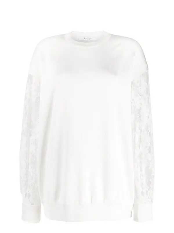 Givenchy Lace Sleeve Sweatshirt - White