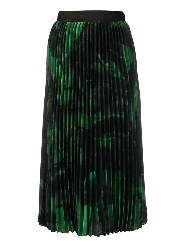 Off-White Brushstroke Plissé Skirt - Green