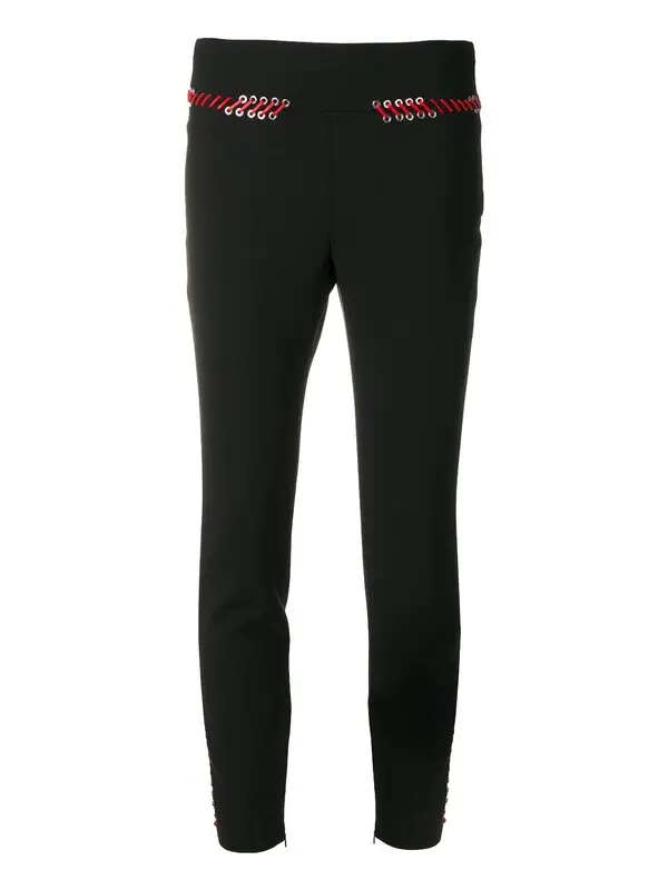 Alexander McQueen Wool Blend Lace Trim Skinny Trousers - Black
