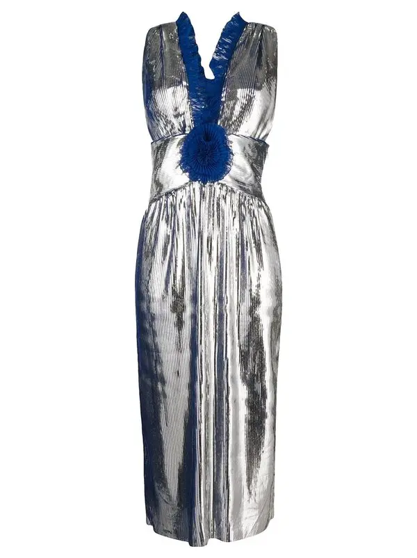 Marco De Vincenzo Ruffled Trim Midi Dress - Metallic