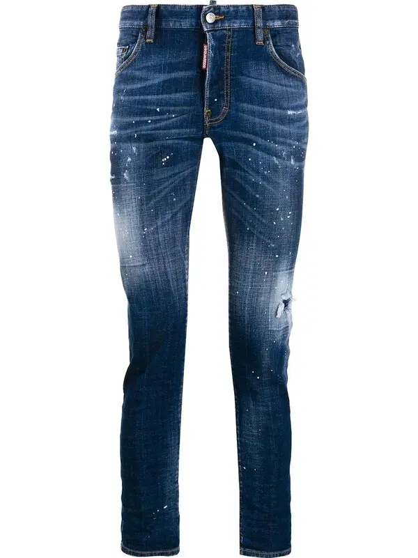 Dsquared2 Paint Splatter Skater Jeans - Blue
