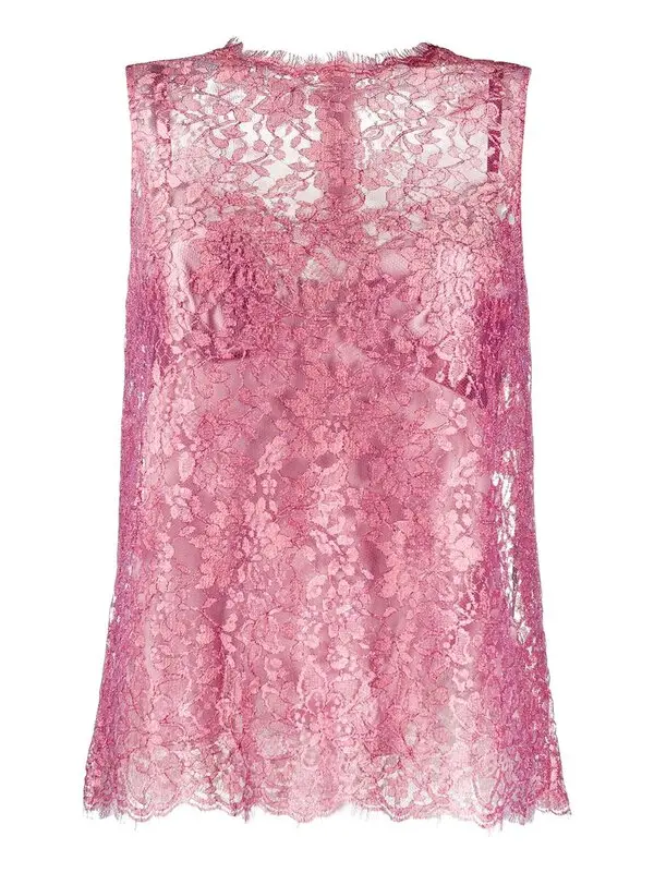 Dolce & Gabbana Floral Lace Sleeveless Blouse - Pink