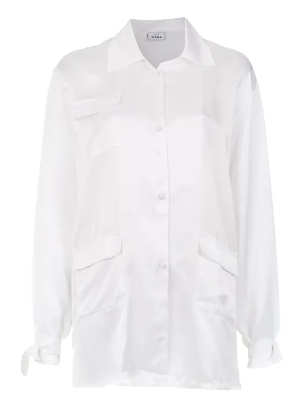 AMIR SLAMA Silk Oversized Shirt - White