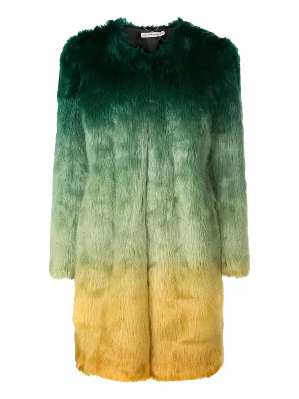 MARY KATRANTZOU Thalia Ombre Faux Fur Coat - Green