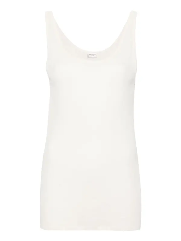 Saint Laurent Fine-ribbed Tank Top - Neutrals