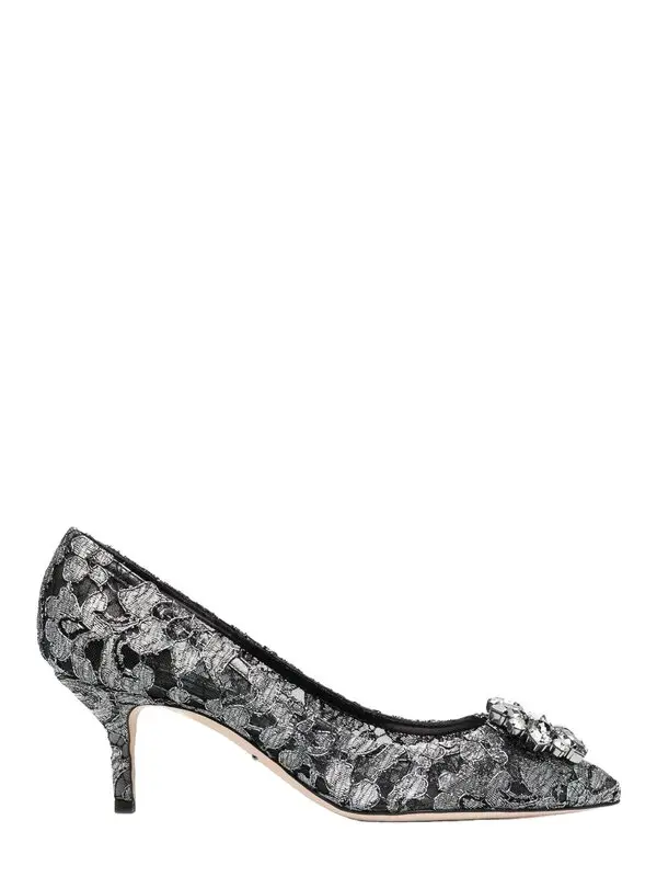 Dolce & Gabbana Bellucci Lace Pumps With Brooch Detail - Black
