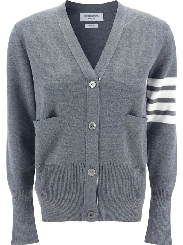 Thom Browne Milano Stitch Merino Wool Cardigan - Grey