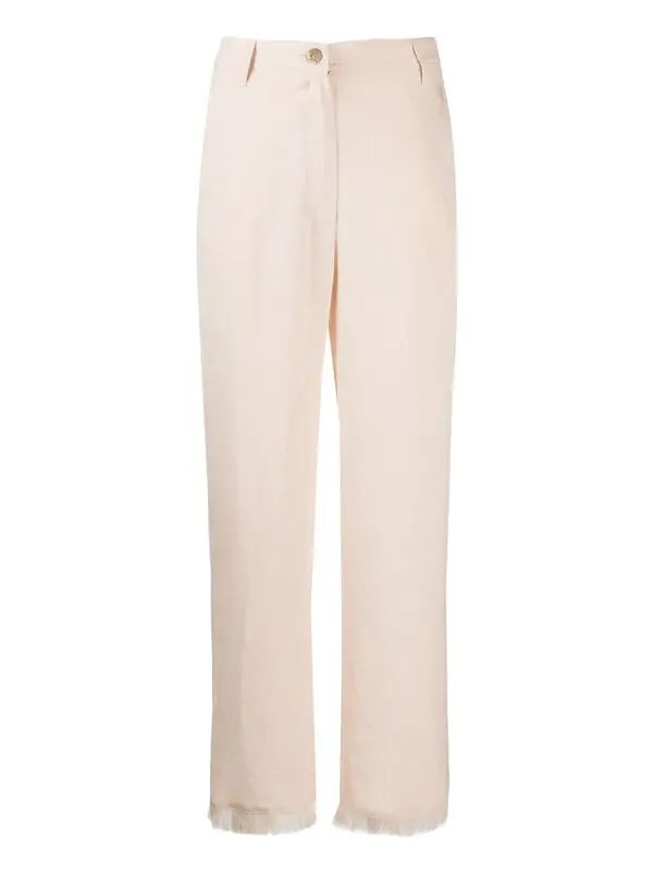 Nanushka Theo Frayed Straight-leg Trousers - Creme