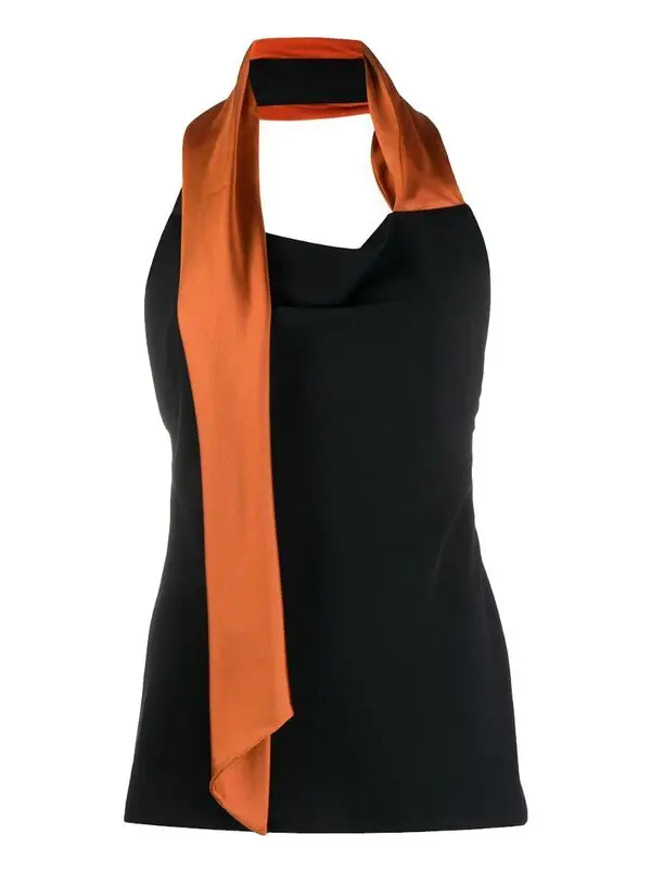 ELLERY Silk Scarf Detail Top - Black