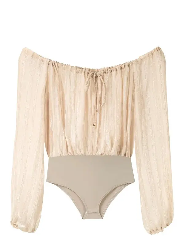 AMIR SLAMA Metallic Bodysuit - Neutrals