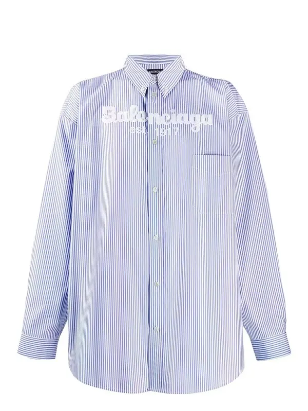 Balenciaga Embroidered Logo Shirt - Blue