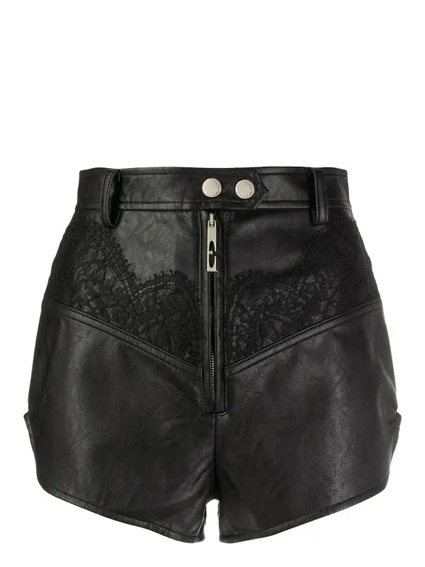 ELLERY Lace Insert High Waist Shorts - Black