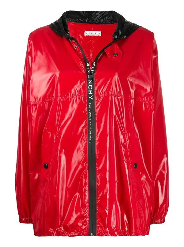 Givenchy Hooded Zipped Rain Jacket - Red