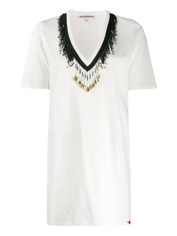 GIACOBINO Bead Embellished T-shirt - White