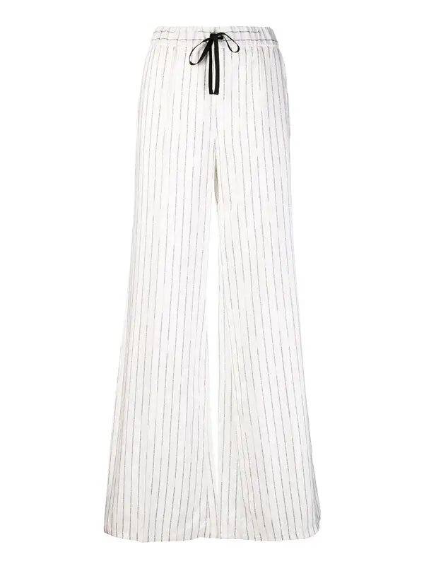 BEN TAVERNITI UNRAVEL PROJECT Logo Stripe Palazzo Trousers - White