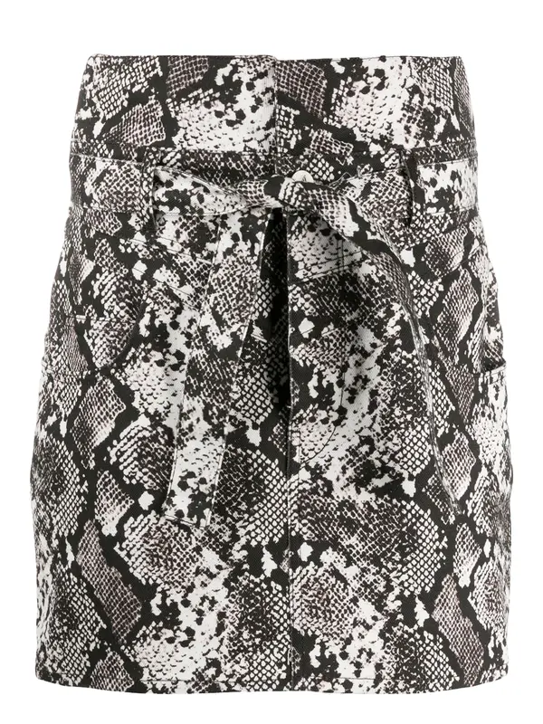 Attico Snakeskin Print Mini Skirt - Grey