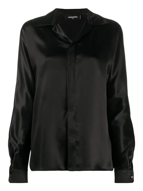 Dsquared2 Open Collar Silk Shirt - Black