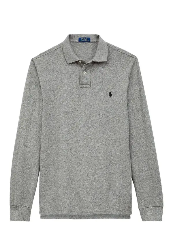 Polo Ralph Lauren Logo Embroidered Long-sleeve Polo Shirt - Grey